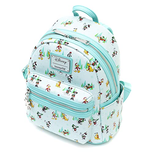 Loungefly Disney Classics, Disney Holiday Sensational Six Mini Backpack, Mickey Mouse Minnie Donald Daisy Goofy Pluto