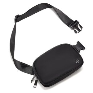 pander cross body fanny pack for women, fashion waist packs, crossbody bags, everywhere belt bag with adjustable strap (two-way plastic zipper, onyx black)