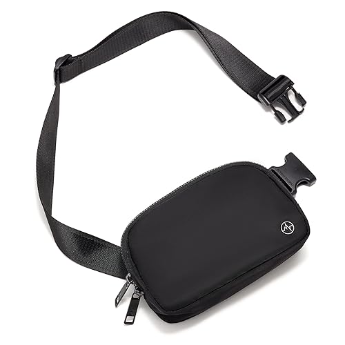 Pander Cross Body Fanny Pack for Women, Fashion Waist Packs, Crossbody Bags, Everywhere Belt Bag with Adjustable Strap (Two-way Plastic Zipper, Onyx Black)