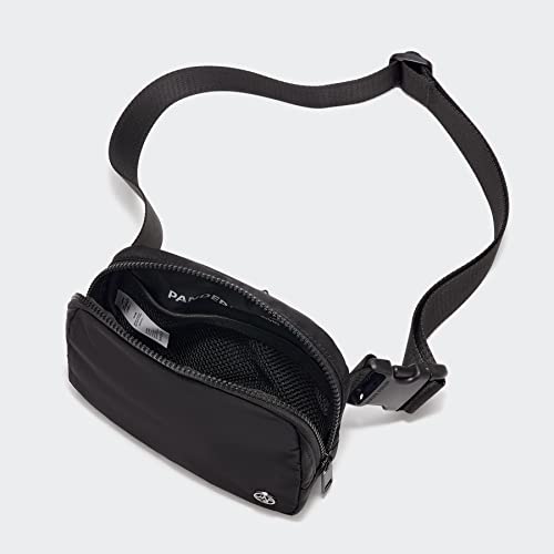 Pander Cross Body Fanny Pack for Women, Fashion Waist Packs, Crossbody Bags, Everywhere Belt Bag with Adjustable Strap (Two-way Plastic Zipper, Onyx Black)