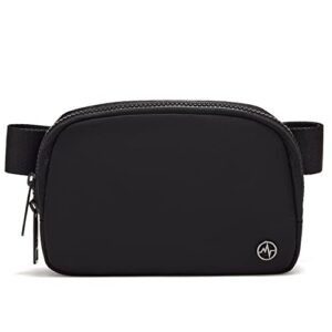 Pander Cross Body Fanny Pack for Women, Fashion Waist Packs, Crossbody Bags, Everywhere Belt Bag with Adjustable Strap (Two-way Plastic Zipper, Onyx Black)