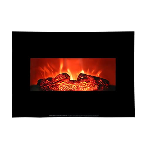 Winado 26'' Wall Mounted Electric Fireplace, Heat Adjustable, Panel Button Control, Overheating Safety Protection, Fireplace Heater for Indoor Use, Black