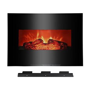 Winado 26'' Wall Mounted Electric Fireplace, Heat Adjustable, Panel Button Control, Overheating Safety Protection, Fireplace Heater for Indoor Use, Black