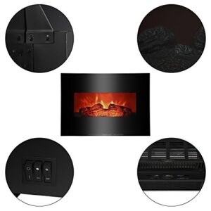 Winado 26'' Wall Mounted Electric Fireplace, Heat Adjustable, Panel Button Control, Overheating Safety Protection, Fireplace Heater for Indoor Use, Black