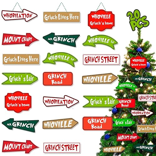 Christmas Tree Decorations, 20PCS Christmas Tree Hanging Ornament for Funny Xmas Ornaments Christmas Indoors Home Decor