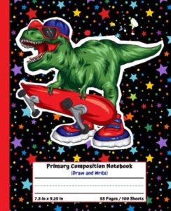 dinosaur era - primary story journal: draw and write journal for kids k-2 early primary / dotted midline and picture space / 100 pages / back to school dinosaur composition notebook