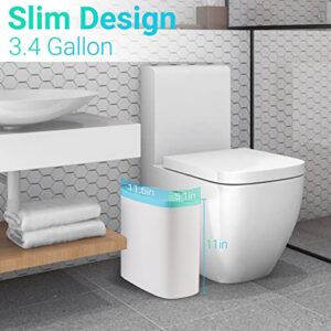 stonespace Motion Sensor Bathroom Trash Can with Lid, Small Automatic Garbage Can with Lid, Waterproof Narrow Trash bin for Bedroom, Kitchen, Office, 3.4 Gallon