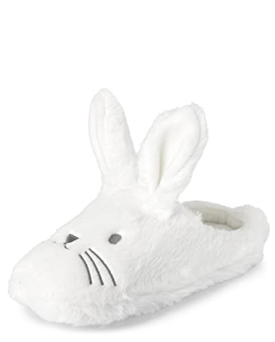 The Children's Place Slipper, White Bunny, 12 US Unisex Big Kid