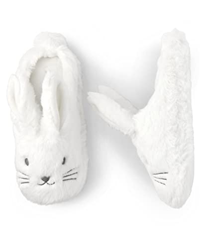 The Children's Place Slipper, White Bunny, 12 US Unisex Big Kid