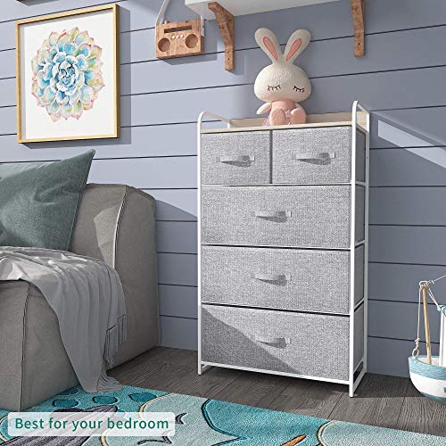 YITAHOME 10 Drawer Dresser - Fabric Storage Tower (Cool Gray) & Fabric Dresser with 5 Drawers - Storage Tower with Large Capacity, (Light Grey)