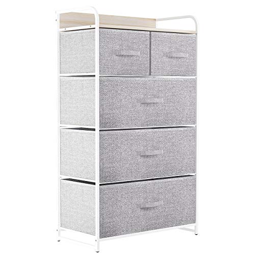 YITAHOME 10 Drawer Dresser - Fabric Storage Tower (Cool Gray) & Fabric Dresser with 5 Drawers - Storage Tower with Large Capacity, (Light Grey)