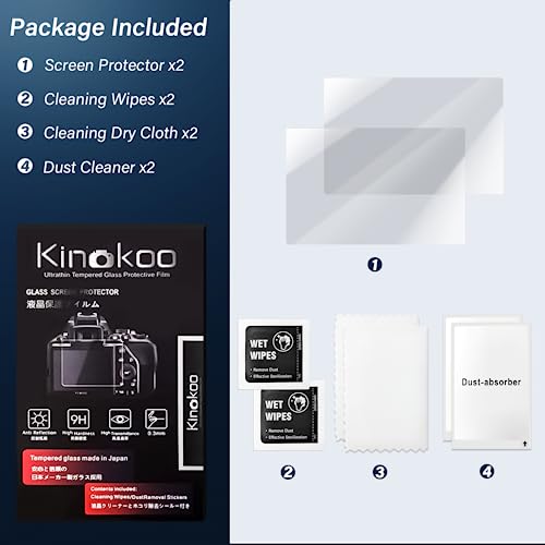 kinokoo XT5 Screen Protector for Fuji XT5 Fujifilm X-T5 Digital Camera - 0.25 mm 9H Hardness Tempered Glass Film Crystal Clear Bubble-free/Anti-scratch(2 pack)