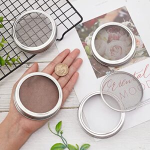 GORGECRAFT 4 Sets Sprouting Jar Lids 304 Stainless Steel Mesh Lid Growing Alfalfa Sprout Seeds Salad Strainer Lids Kit for Wide Mouth Mason Jars Canning Jar