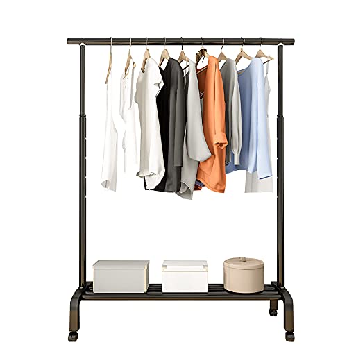 NEOCHY Heavy-Duty Hangers, Stainless Steel Tube Clothing Display Racks, Liftable and Mobile Drying Racks, Household Racks/Black/140Cm