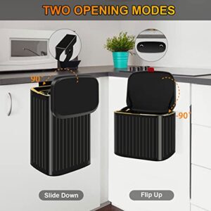 SXDLED Hanging Kitchen Trash Can with Lid, 1.05 Gal Stainless Steel Garbage Can Bathroom Trash Can Indoor Compost Bin for Counter Top, Wall-Mounted, Under Sink or Floor