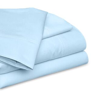 100% egyptian cotton bed sheets set -800 thread count 4-piece light blue solid sheets set, long staple luxury california king size fits mattress upto 16'' deep pocket ( light blue solid )