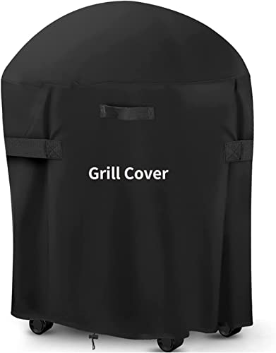 30-inch Round Barbecue Cover, BBQ Grill Cover Kamado Cover Barrel Cover Fit for Smoker Grills Charcoal Grills Kamado Grills Gas Grills Vertical Fire Pit Barrel, Outdoor UV Dust Water Resistant