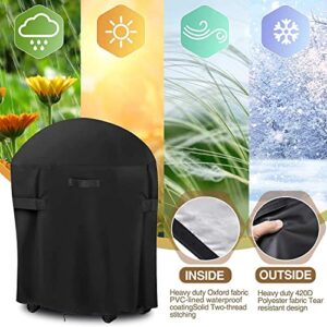 30-inch Round Barbecue Cover, BBQ Grill Cover Kamado Cover Barrel Cover Fit for Smoker Grills Charcoal Grills Kamado Grills Gas Grills Vertical Fire Pit Barrel, Outdoor UV Dust Water Resistant