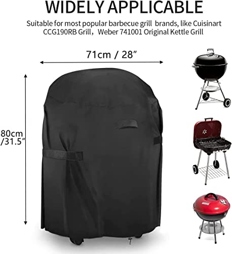 30-inch Round Barbecue Cover, BBQ Grill Cover Kamado Cover Barrel Cover Fit for Smoker Grills Charcoal Grills Kamado Grills Gas Grills Vertical Fire Pit Barrel, Outdoor UV Dust Water Resistant