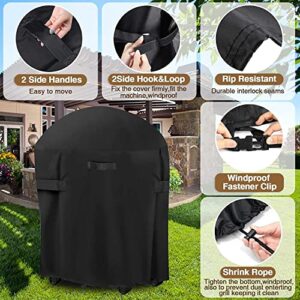 30-inch Round Barbecue Cover, BBQ Grill Cover Kamado Cover Barrel Cover Fit for Smoker Grills Charcoal Grills Kamado Grills Gas Grills Vertical Fire Pit Barrel, Outdoor UV Dust Water Resistant