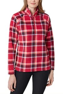 eddie bauer womens midweight quarter zip fleece pullover (as1, alpha, x_l, regular, regular, dark berry plaid, x-large)