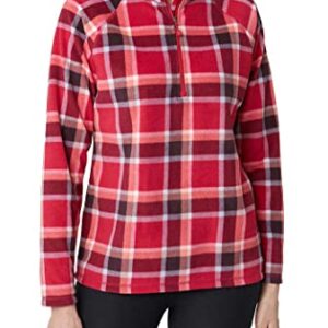 Eddie Bauer Womens Midweight Quarter Zip Fleece Pullover (as1, alpha, x_l, regular, regular, Dark Berry Plaid, X-Large)