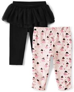 the children's place baby girl's and newborn pull on pants, ballerina 2-pack, 12-18 months