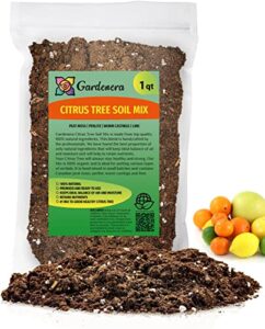 gardenera citrus tree potting soil mix, special blend for indoor oranges, lemons, limes and more - (1 quart bag)