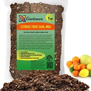 GARDENERA Citrus Tree Potting Soil Mix, Special Blend for Indoor Oranges, Lemons, Limes and More - (1 Quart Bag)