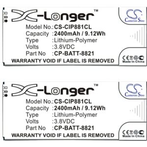 Replacement (2-Pack) Battery for Cisco 8800 CP-BATT-8821 GP-S10-374192-010H 74-102376-01, 3.8V 2400mAh