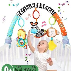 Pau1Hami1ton Baby Stroller Arch Toys, Car Seat Toys,Bouncer Toy Bar/Mobile for Bassinet,Adjustable Baby Hanging Toys Fit for Crib Bed,Stroller,Car Seat, Feeding Chair.S-19(Zebra)