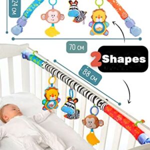 Pau1Hami1ton Baby Stroller Arch Toys, Car Seat Toys,Bouncer Toy Bar/Mobile for Bassinet,Adjustable Baby Hanging Toys Fit for Crib Bed,Stroller,Car Seat, Feeding Chair.S-19(Zebra)