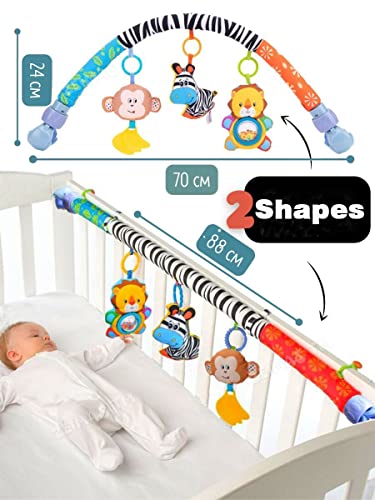 Pau1Hami1ton Baby Stroller Arch Toys, Car Seat Toys,Bouncer Toy Bar/Mobile for Bassinet,Adjustable Baby Hanging Toys Fit for Crib Bed,Stroller,Car Seat, Feeding Chair.S-19(Zebra)