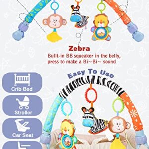 Pau1Hami1ton Baby Stroller Arch Toys, Car Seat Toys,Bouncer Toy Bar/Mobile for Bassinet,Adjustable Baby Hanging Toys Fit for Crib Bed,Stroller,Car Seat, Feeding Chair.S-19(Zebra)