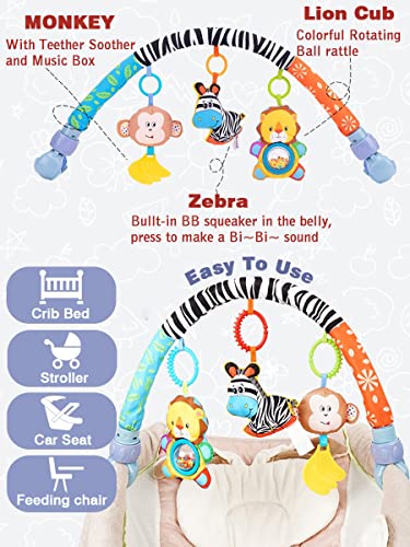 Pau1Hami1ton Baby Stroller Arch Toys, Car Seat Toys,Bouncer Toy Bar/Mobile for Bassinet,Adjustable Baby Hanging Toys Fit for Crib Bed,Stroller,Car Seat, Feeding Chair.S-19(Zebra)