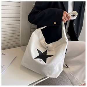 Fashion star canvas shoulder bag for men and women casual big travel bag leather messenger bag