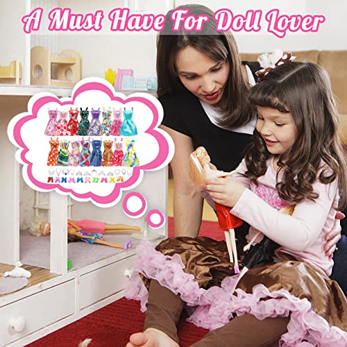 32 Pcs Doll Clothes Outfit for Doll, 11.5 Inch Doll Accessories Collection with 16 Dresses+6 Jewelry Accessories+10 Shoes(Random Style), for Doll Loving Girls Birthday