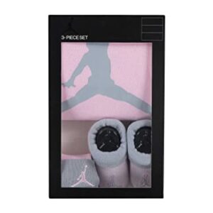 Nike Jordan Baby Long Sleeve Bodysuit, Hat and Booties 3 Piece Set (P(LJ0263-A9Y)/G, 0-6 Months)