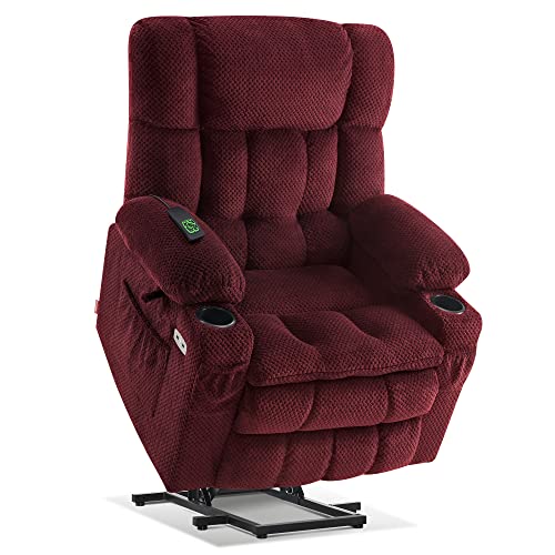 MCombo Dual Motor Power Lift Recliner Chair with Massage and Heat for Elderly People, Infinite Position, USB Ports, Cup Holders, Extended Footrest, Fabric 7890