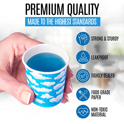 300 Ct 3 oz. Small Ecofriendly Disposable Paper Cups for Bathroom, Espresso Cups, with Ecofriendly Wooden Cup Holder and Biodegradable Small Bathroom Trashbags, Mouthwash Cups