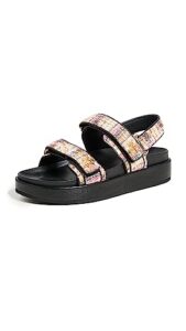 tory burch women's kira two band sport sandals, pink/perfect black, 8 medium us