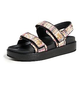 Tory Burch Women's Kira Two Band Sport Sandals, Pink/Perfect Black, 8 Medium US