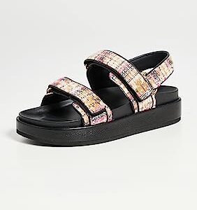 Tory Burch Women's Kira Two Band Sport Sandals, Pink/Perfect Black, 8 Medium US