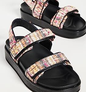 Tory Burch Women's Kira Two Band Sport Sandals, Pink/Perfect Black, 8 Medium US