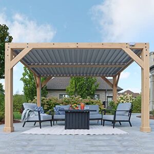 Yardistry 10 x 12 Meridian Wood Room with Louvered Roof