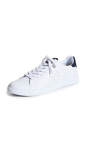 Tory Burch Women's Logo Howell Court Sneakers, White/Perfect Navy, 11 Medium US