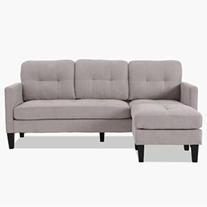 LETATA Convertible Sectional Sofa Couch with Chaise, Gray L Shaped Couch Sofa Set with Reversible Ottoman, Modern Small Sectional Couches for Living Room,Apartment,Small Spaces (Light Grey)