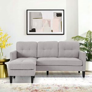 LETATA Convertible Sectional Sofa Couch with Chaise, Gray L Shaped Couch Sofa Set with Reversible Ottoman, Modern Small Sectional Couches for Living Room,Apartment,Small Spaces (Light Grey)