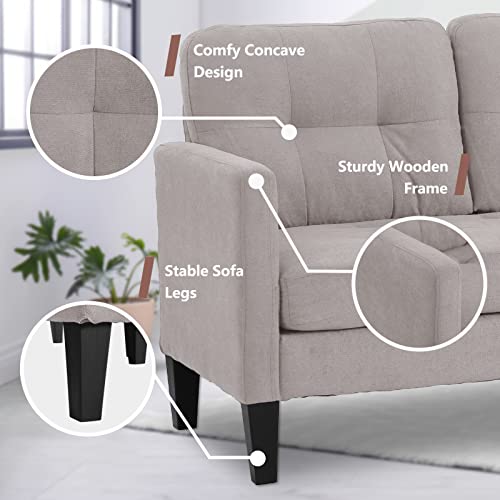 LETATA Convertible Sectional Sofa Couch with Chaise, Gray L Shaped Couch Sofa Set with Reversible Ottoman, Modern Small Sectional Couches for Living Room,Apartment,Small Spaces (Light Grey)