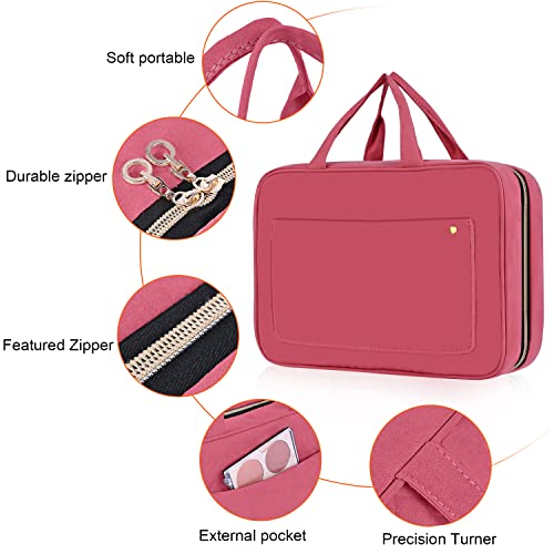 BAGAIL Hanging Toiletry Bag Large Cosmetic Travel Organizer Waterproof Makeup Container Full Sized for women-Coral